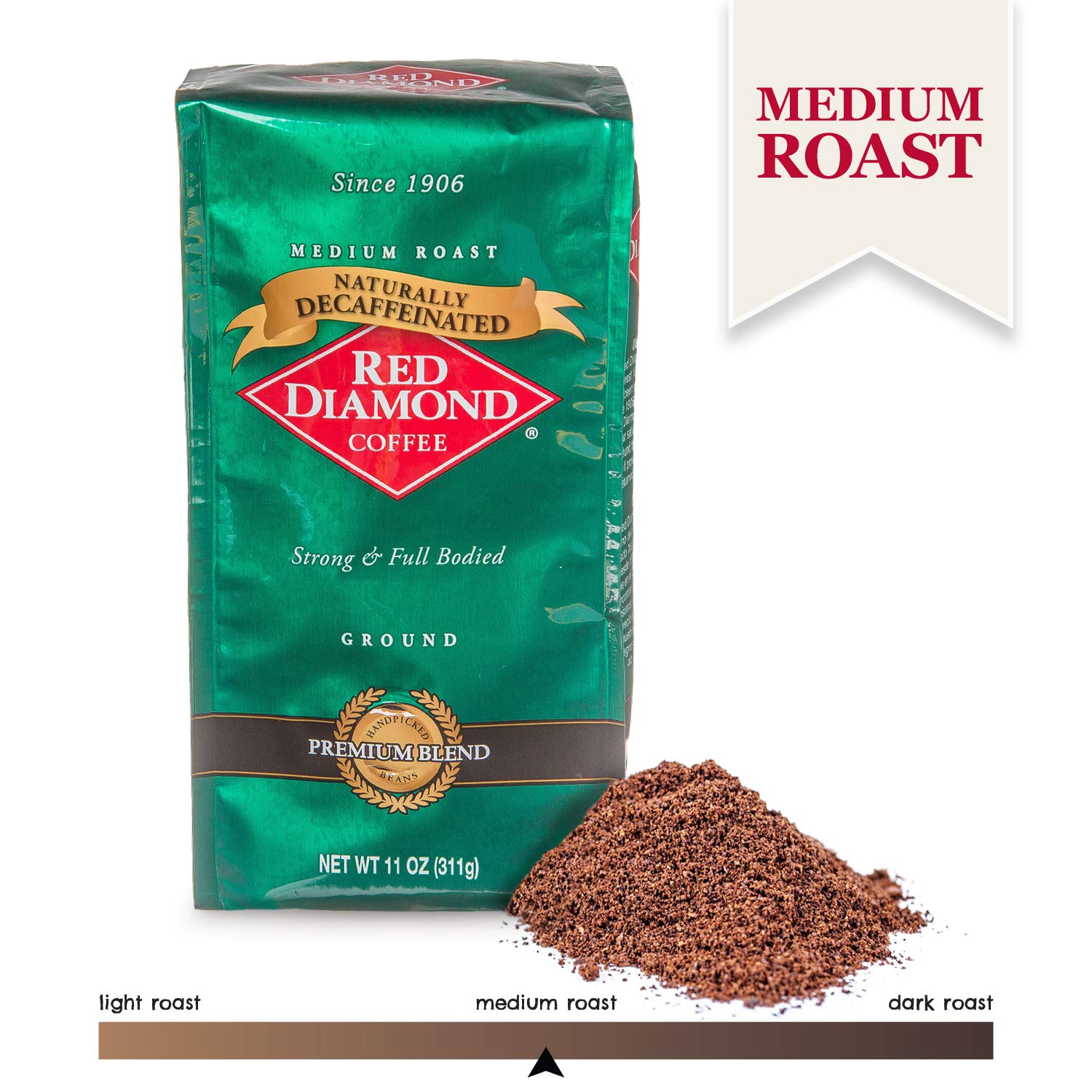 RED DIAMOND Ground Coffee, Medium Roast Decaffeinated, Premium Beans ...