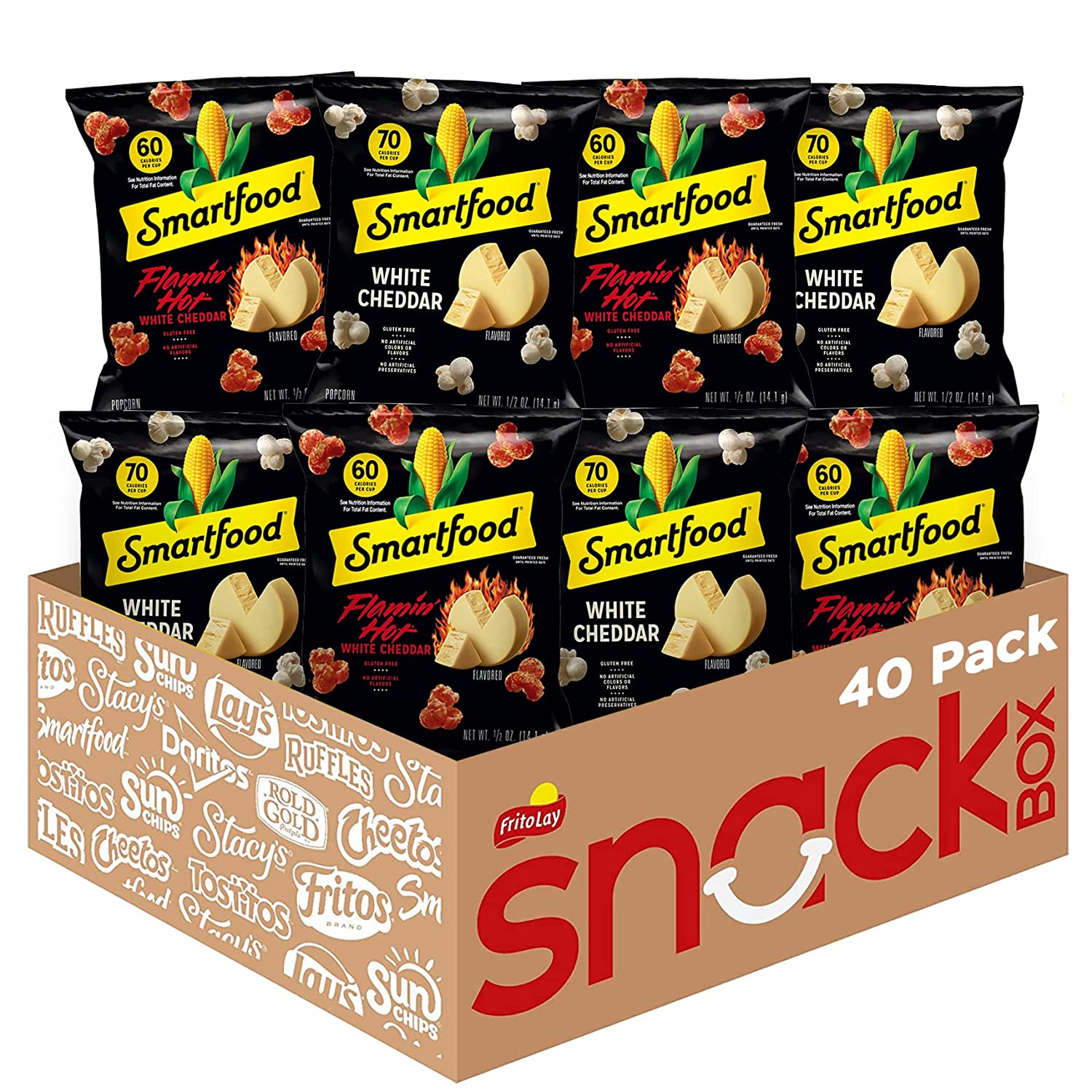 Smartfood Popcorn Flamin' Hot & White Cheddar Variety Pack Pack of Who ...