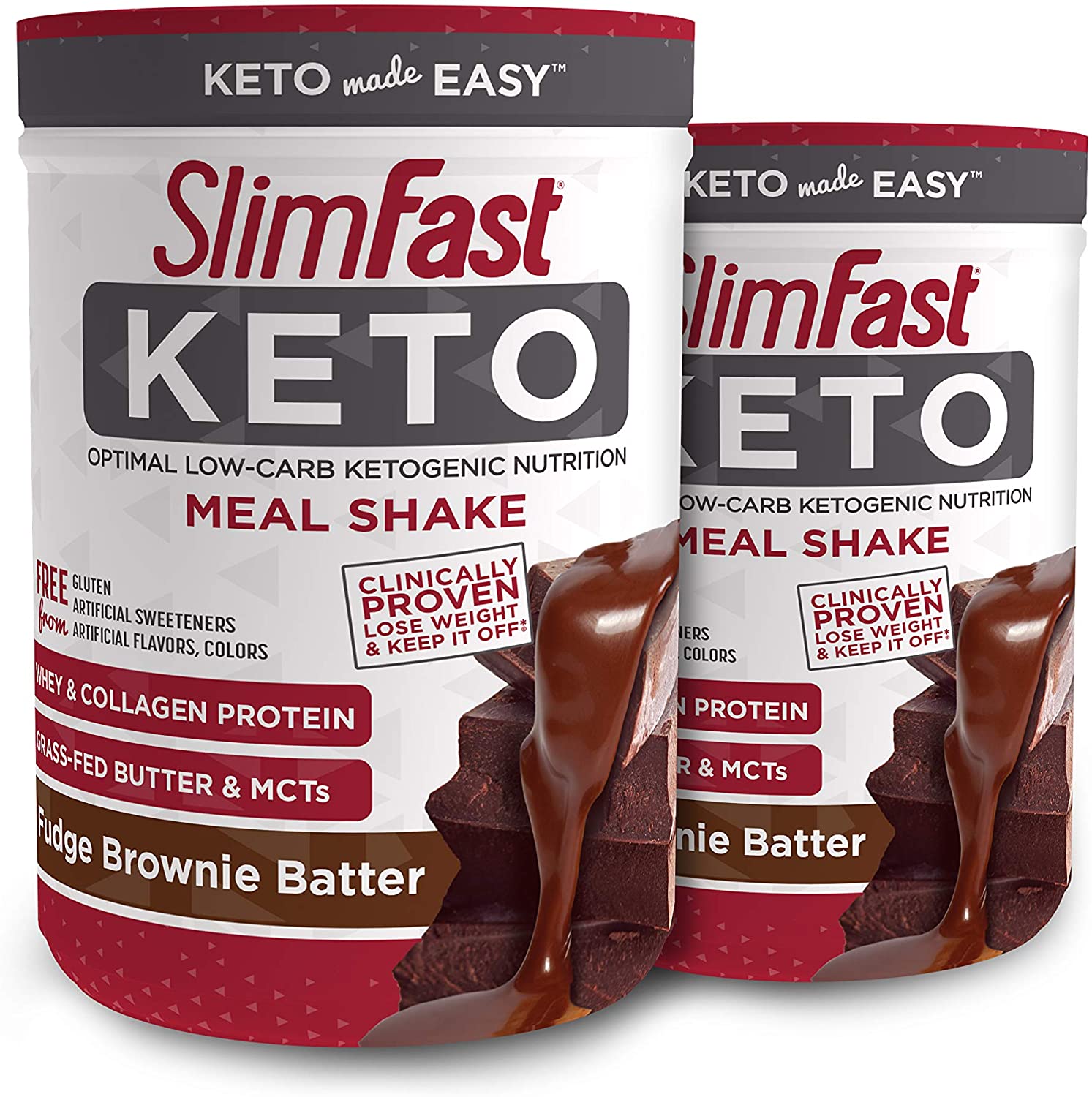 SlimFast Keto Meal Replacement Powder, Fudge Brownie Batter, Low Carb ...