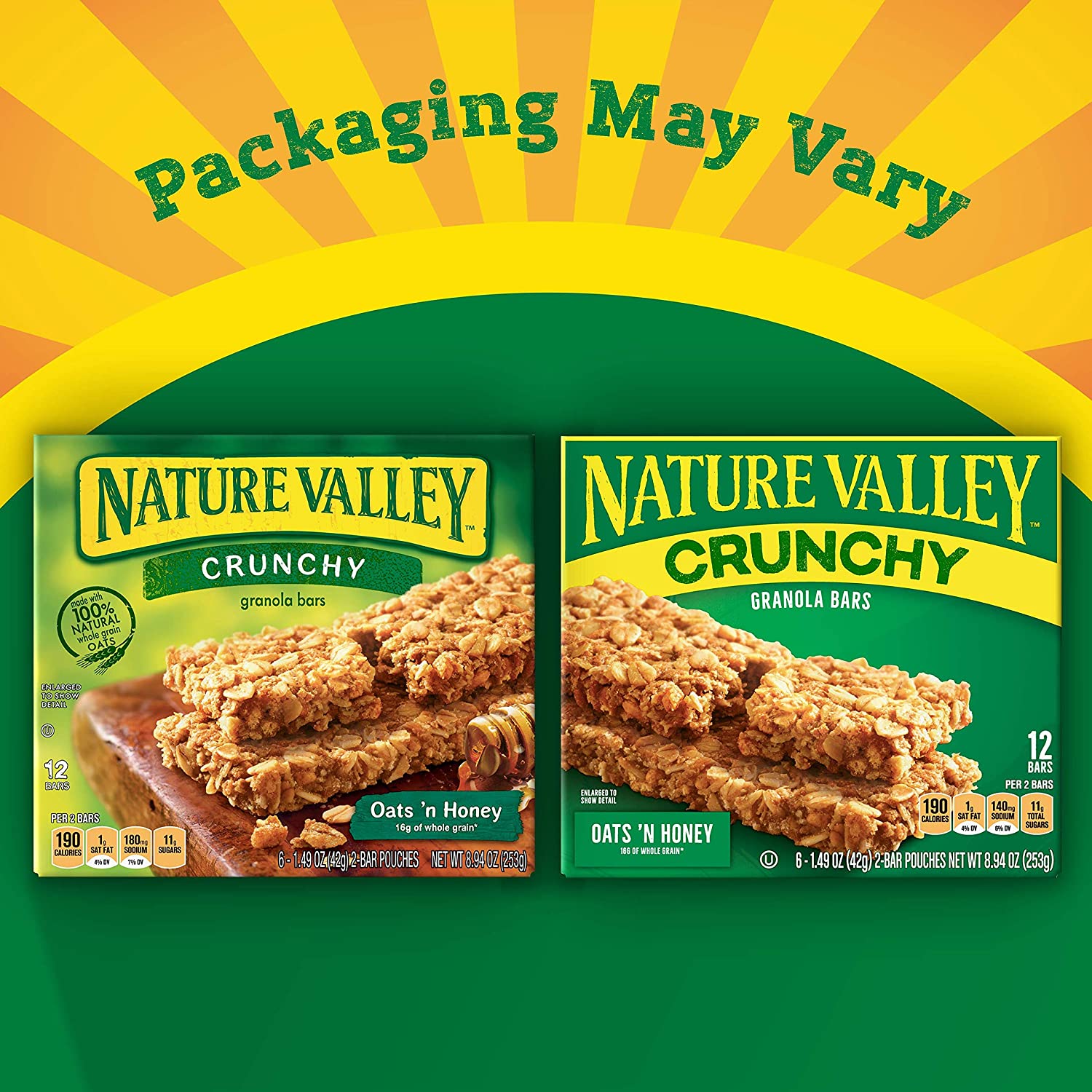Nature Valley Crunchy Granola Bar, Oats 'N Honey, 8.94 oz, 12 ct (Pack ...